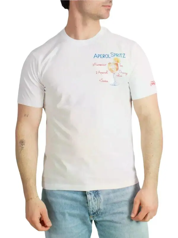 MC2 SAINT BARTH Portofino Embroidered Graphic-print T-shirt - White