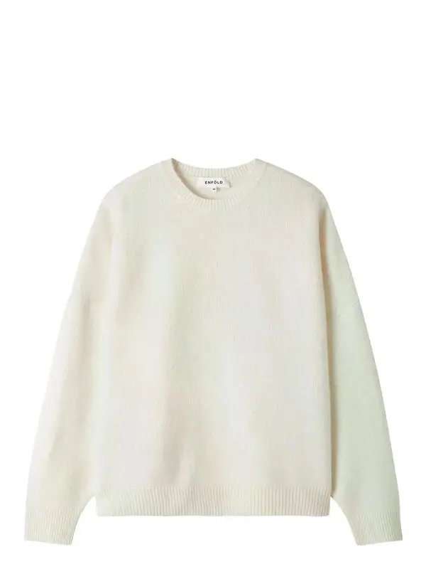 ENFOLD Crew-neck Drop-shoulder Sweater - White