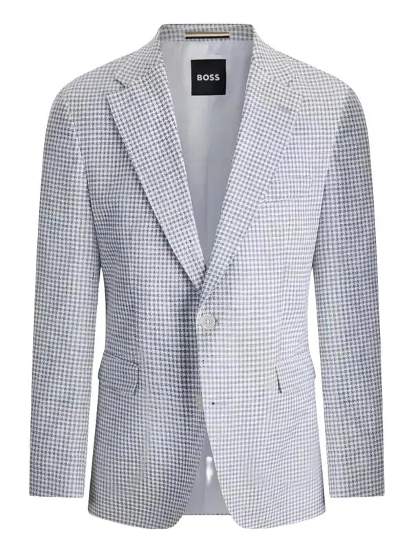 BOSS Slim-fit Blazer With Pepita Houndstooth Pattern - Blue