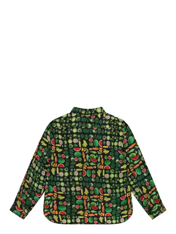 DENIM TEARS Fruit-print Long-sleeve Shirt - Black