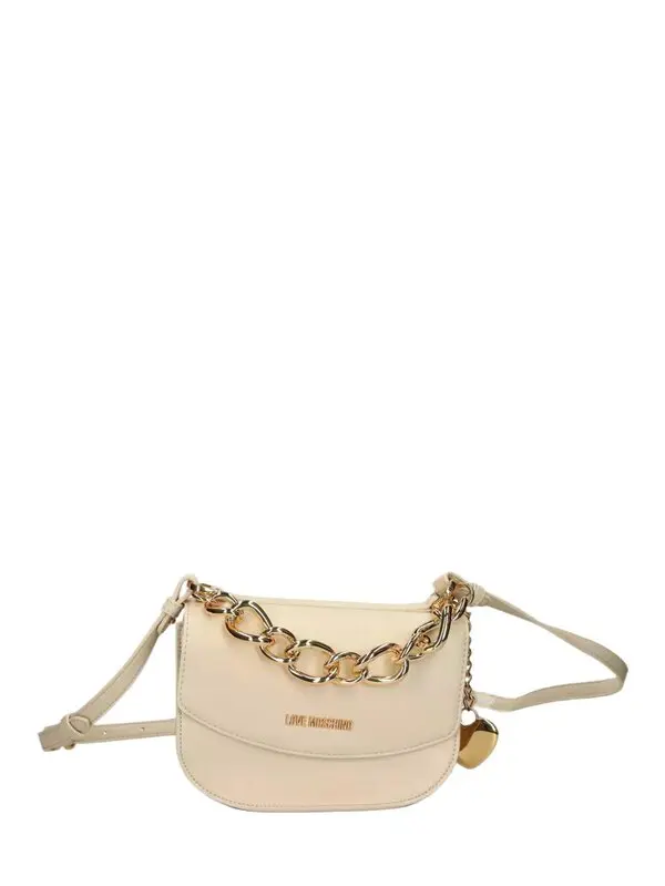 Moschino Chain-link Heart Charm Crossbody Bag - Neutrals