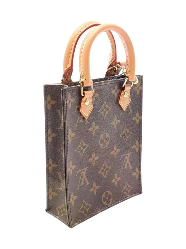 LOUIS VUITTON Monogram Petit Sac Plat Satchel - Brown