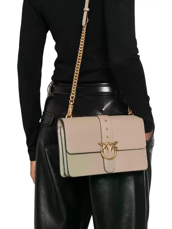 Pinko Love One Leather Crossbody Bag - Neutrals