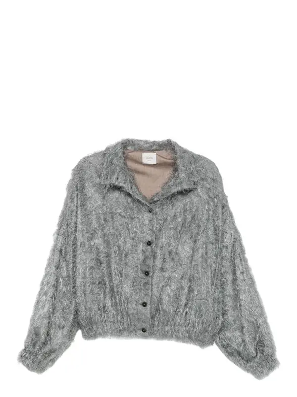 ALYSI Fringed Blouson Jacket - Grey