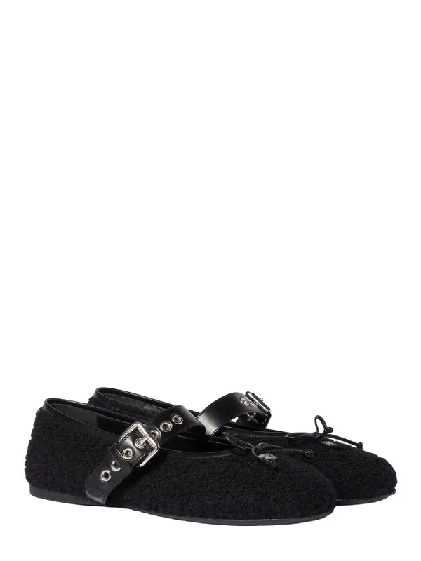 Miu Miu Mohair Ballerinas - Black