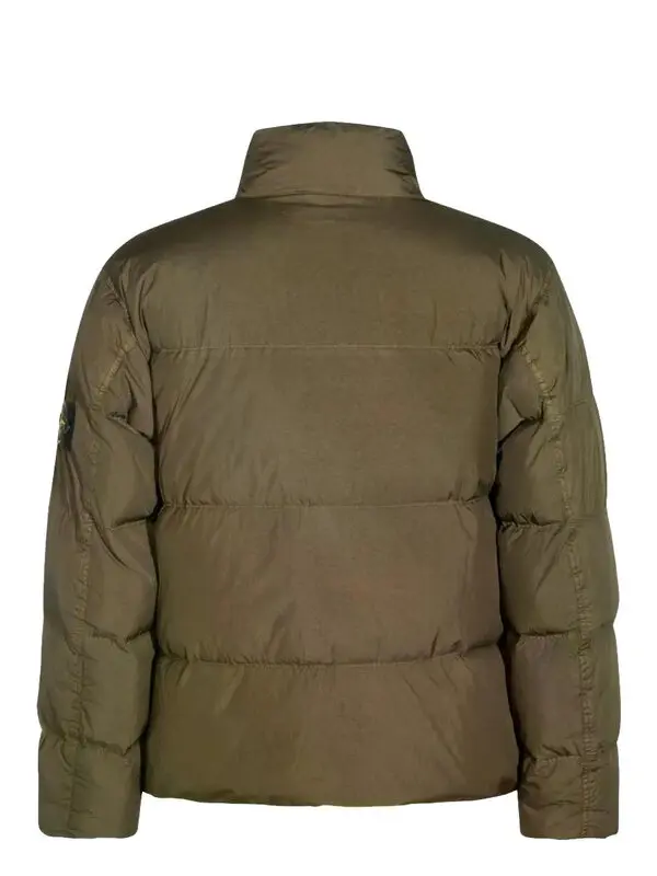 Stone Island Quilted Padded Coat With High Neck - Brown