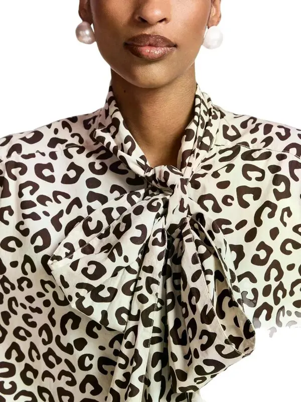Essentiel Antwerp Leopard Print Pussy-bow Shirt - Neutrals