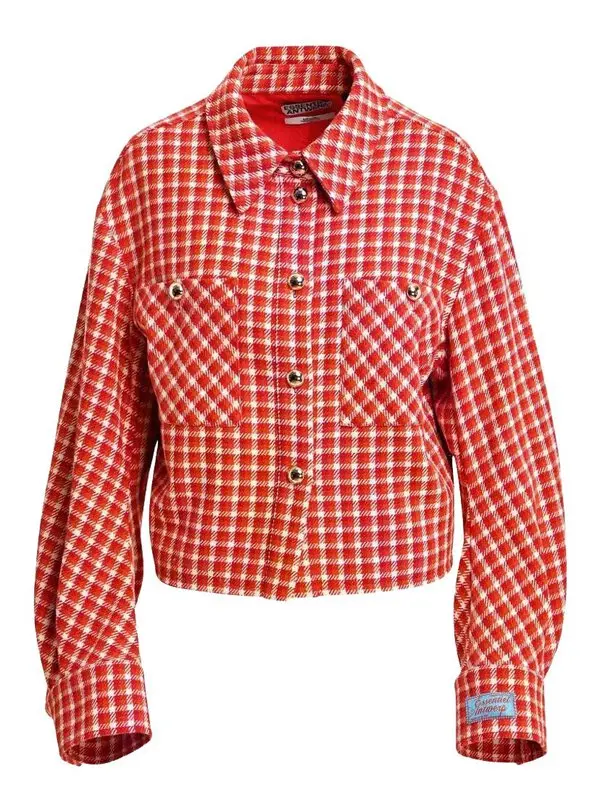 Essentiel Antwerp Checked Buttoned Jacket - Orange