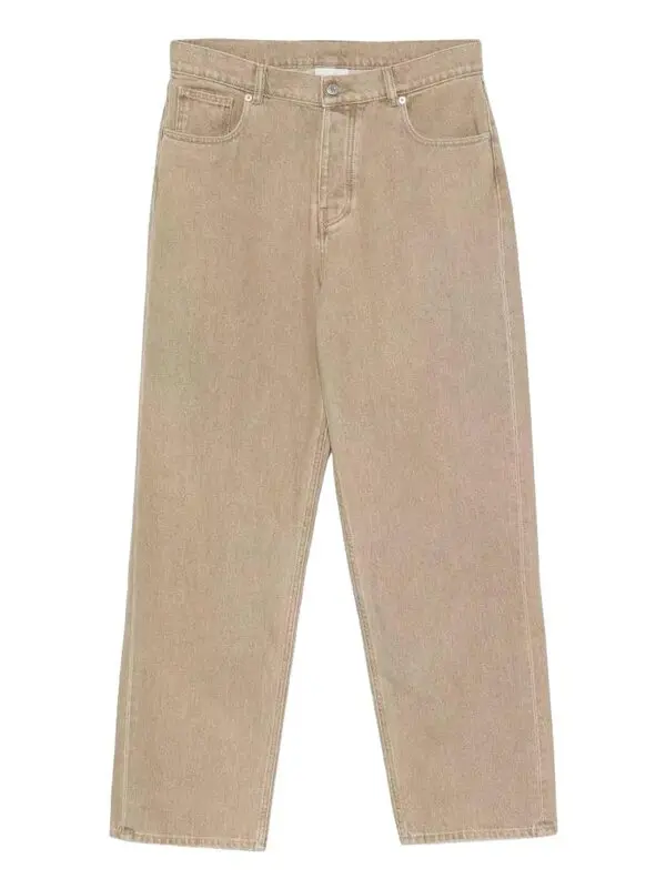 Drole De Monsieur Logo Patch Straight Leg Jeans - Neutrals