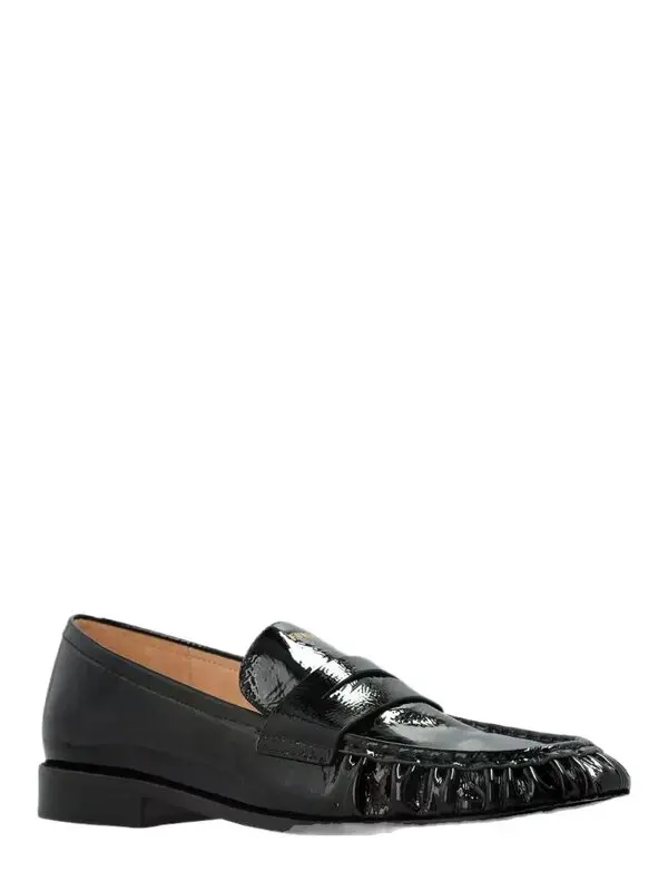 Furla Patent Leather Loafers With Gold-tone Logo - Black