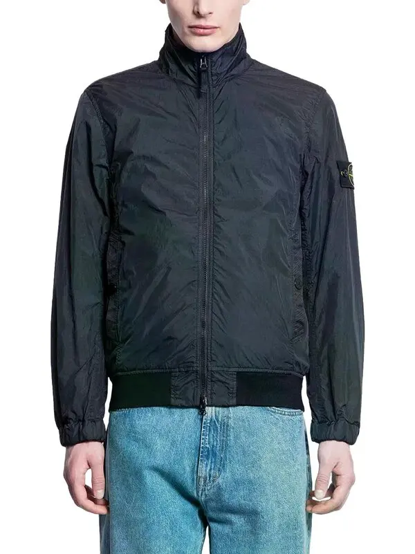 Stone Island Logo Patch Zip-up Jacket - Black