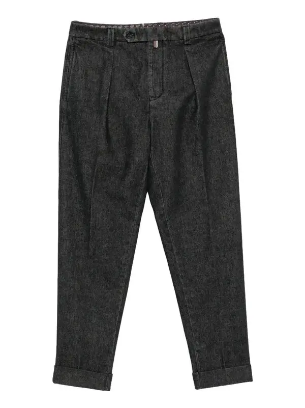 BERWICH Pleated Turn-up Trousers - Black