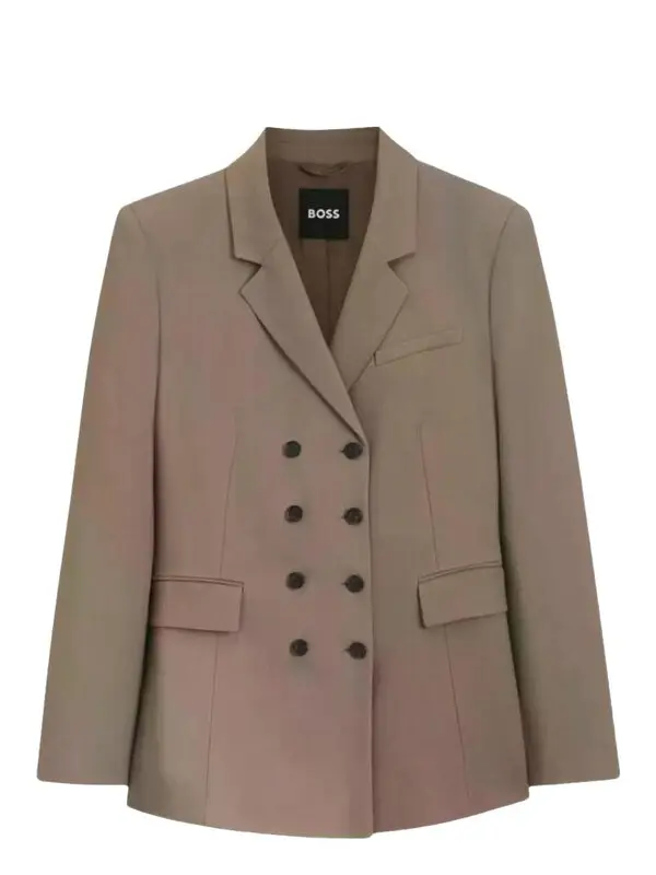 BOSS Double-breasted Blazer With Notched Lapels - Brown