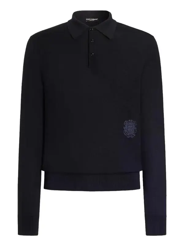 Dolce & Gabbana Virgin Wool Polo Shirt - Black