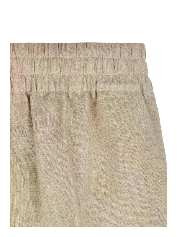TOD'S Linen Trousers With Elasticated Waistband And Embroidered Detail - Neutrals