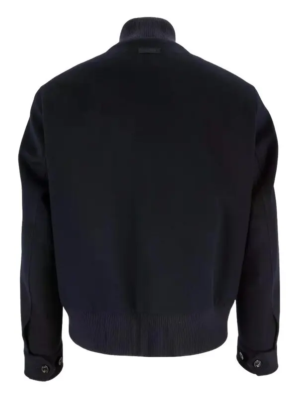 LARDINI Button-fastening Ribbed-trim Jacket - Blue