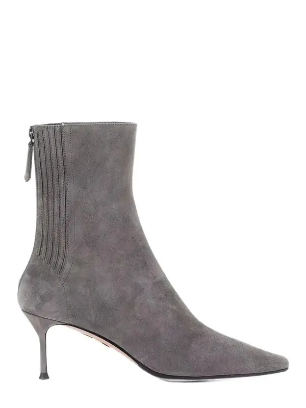 AQUAZZURA Ribbed-panel Suede Ankle Boots - Grey