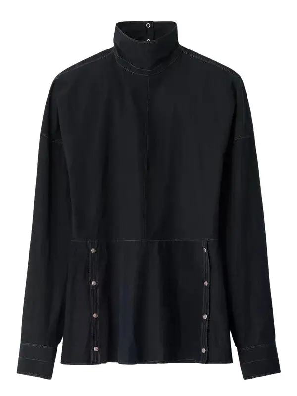 LEMAIRE Lemiare Cotton Crepe Press-stud Bib Top - Black