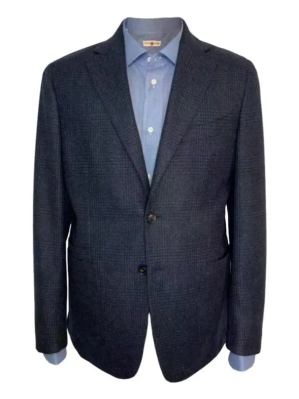 Luciano Barbera Plaid Notch-lapel Blazer - Blue