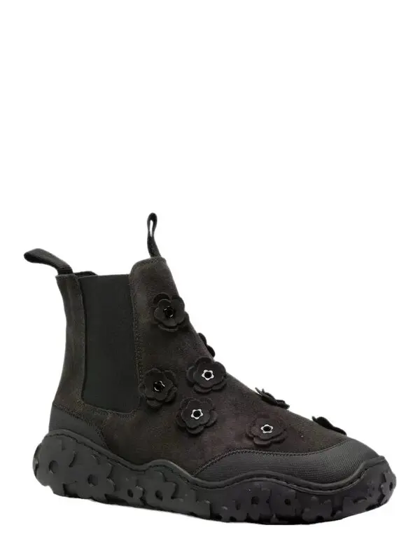 Cecilie Bahnsen Floral Appliqué Suede Ankle Boots - Brown