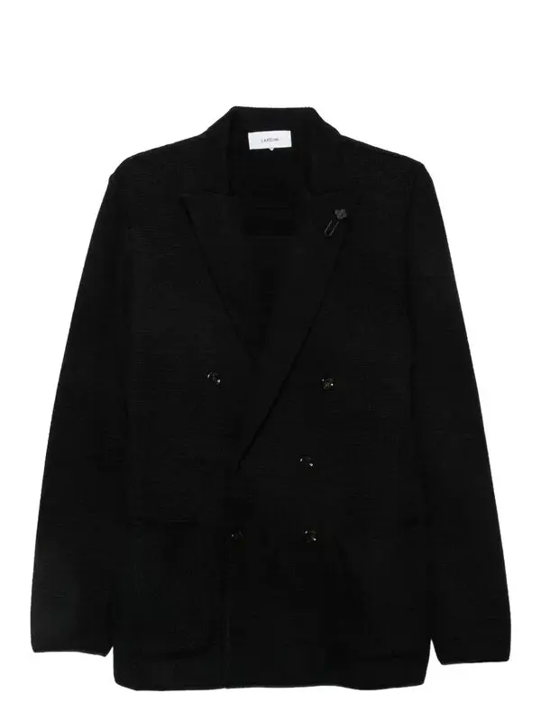 LARDINI Double-breasted Knitted Blazer - Black