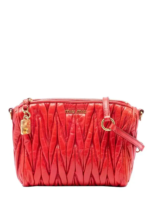Miu Miu Matelassé Leather Shoulder Bag - Red