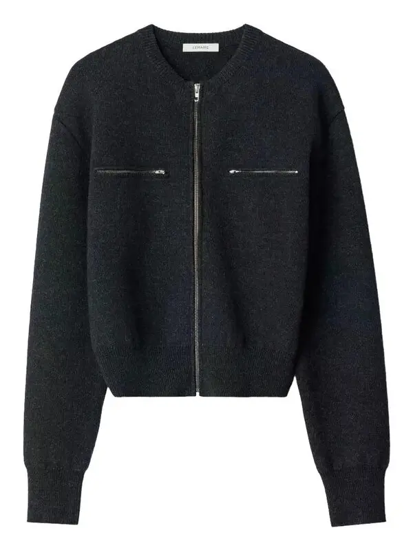 LEMAIRE Ribbed Alpaca Wool Blend Zipped Top - Black