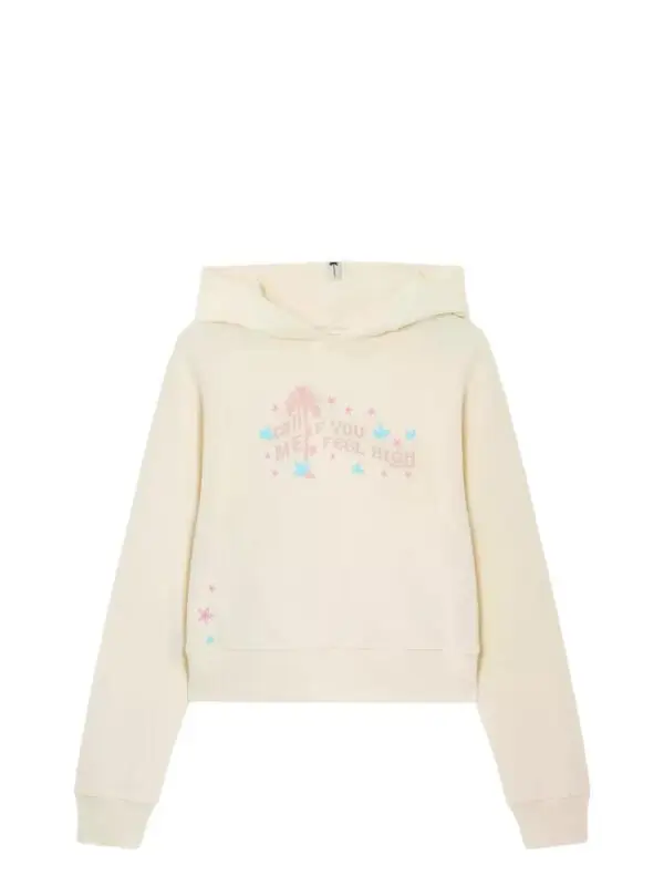 Palm Angels Regular Fit Hoodie With Graphic Print - Neutrals