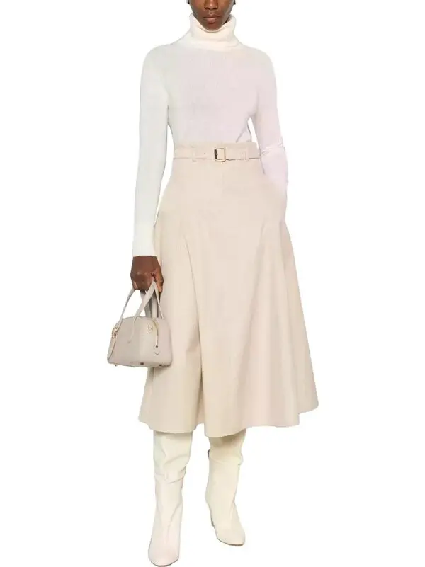 ARAGONA Roll Neck Ribbed Trim Sweater - Neutrals