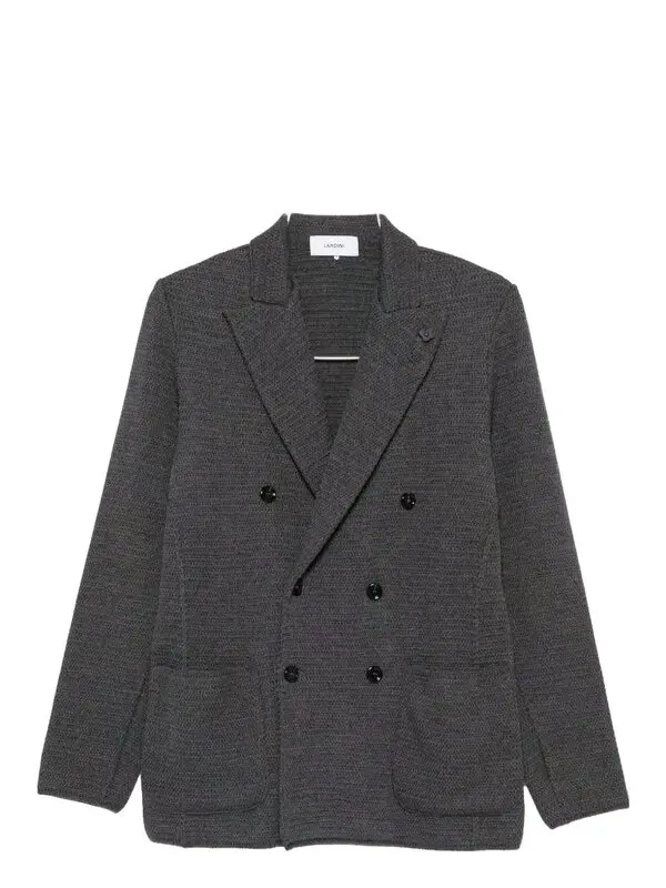 LARDINI Double-breasted Knitted Blazer - Grey