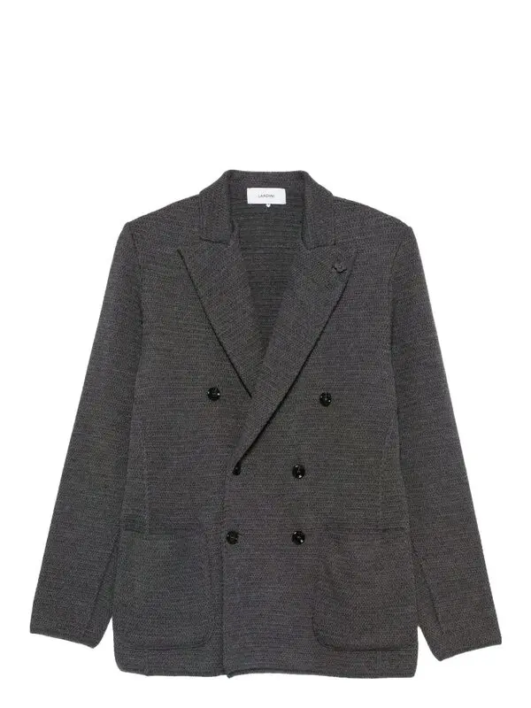LARDINI Double-breasted Knitted Blazer - Grey