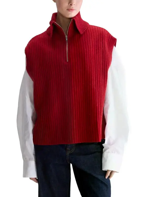 BELLEROSE Sleeveless Half-zip Sweater - Red