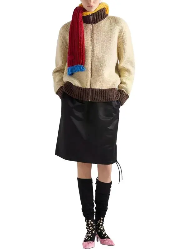 Prada Satin Skirt With Drawstring Waist - Black