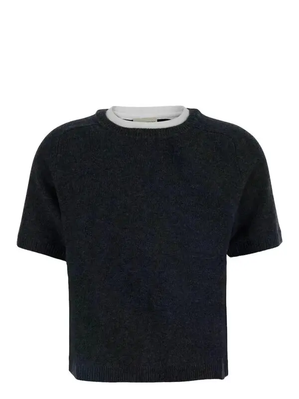 SEMICOUTURE Layered Short-sleeve Sweater - Grey