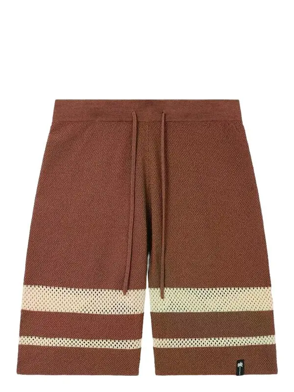 Palm Angels Palm Type Loose-knit Shorts - Brown
