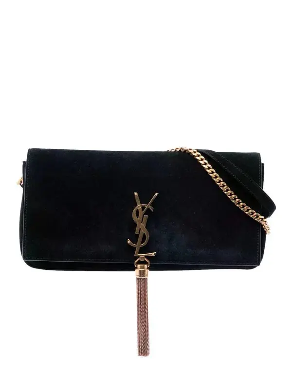 Saint Laurent Suede Monogram Kate 99 Tassel Bag Satchel - Black