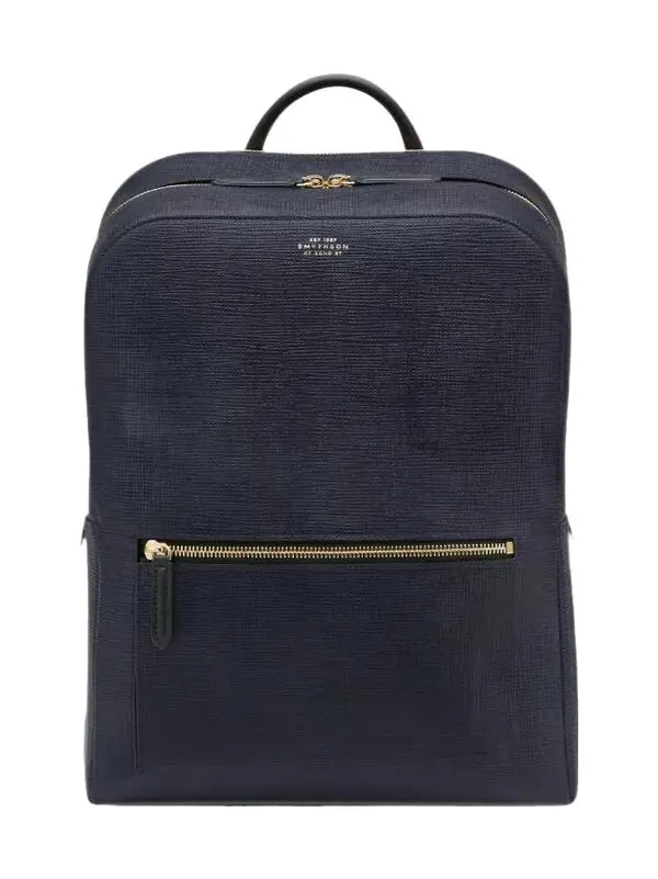 Smythson Leather Zip-around Backpack - Blue