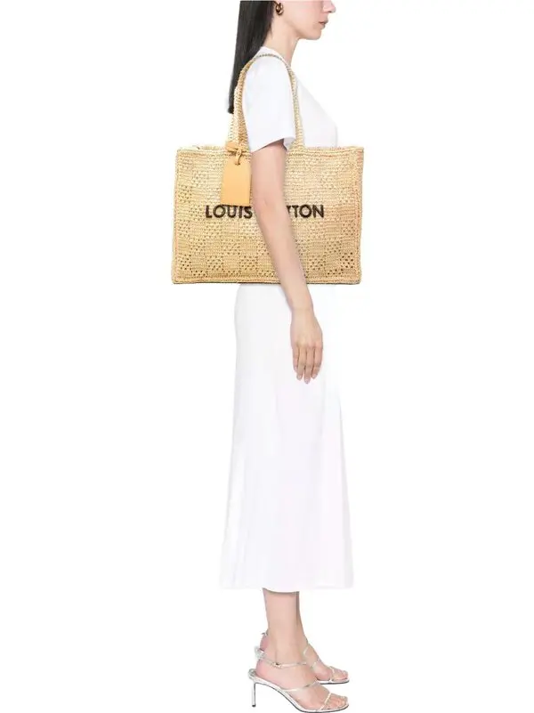 LOUIS VUITTON Raffia Shopper Mm Tote Bag - Neutrals