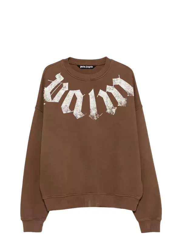 Palm Angels Big Neck Logo Printed Sweatshirt - Brown