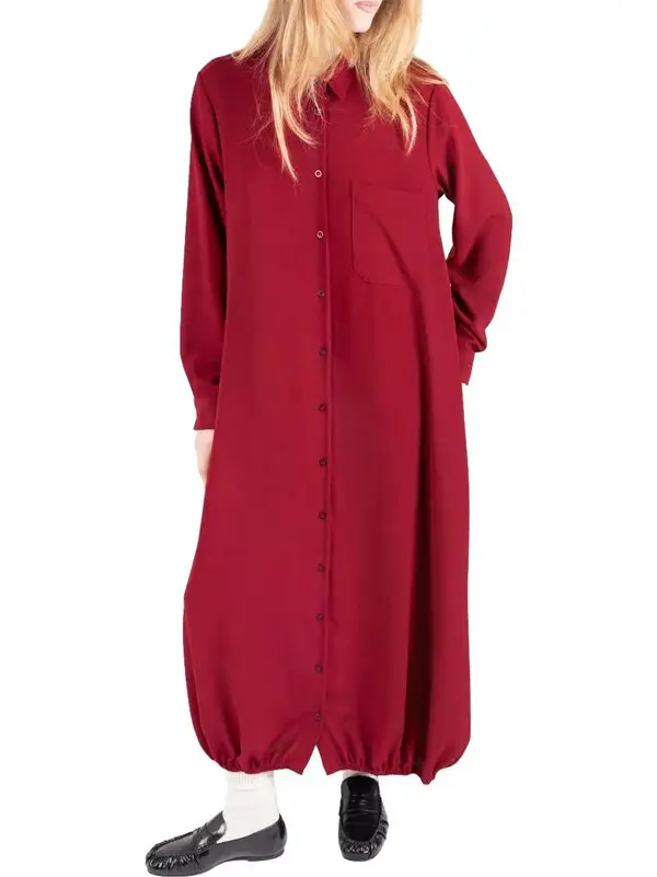 SOCIETE ANONYME Bubble Hem Midi Shirt Dress - Red