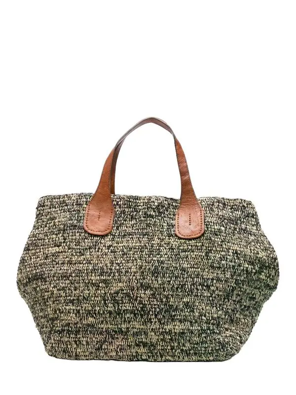 IBELIV Woven Leather-trim Tote Bag - Neutrals