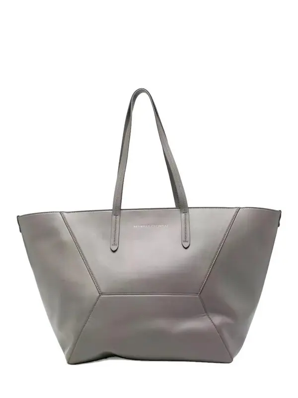 Brunello Cucinelli Paneled Leather Shoulder Bag - Grey