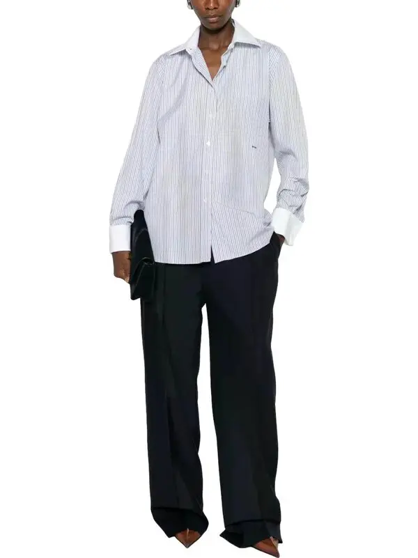 Prada Striped Shirt With Contrast Collar And Cuffs - Blue