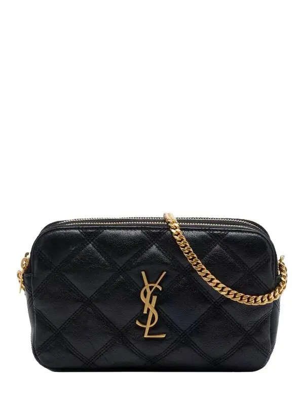 Saint Laurent Mini Quilted Lambskin Becky Double Zip Crossbody Bag - Black