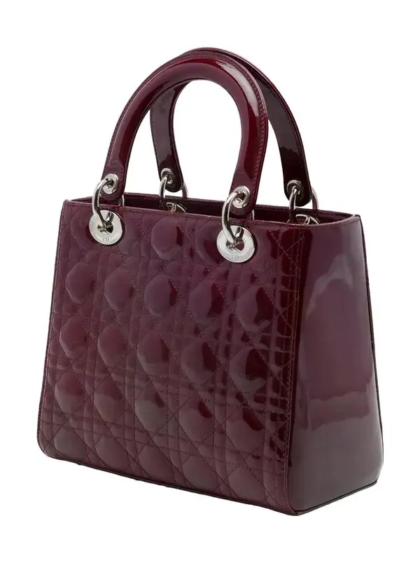 Dior Patent Cannage Lady Satchel - Red