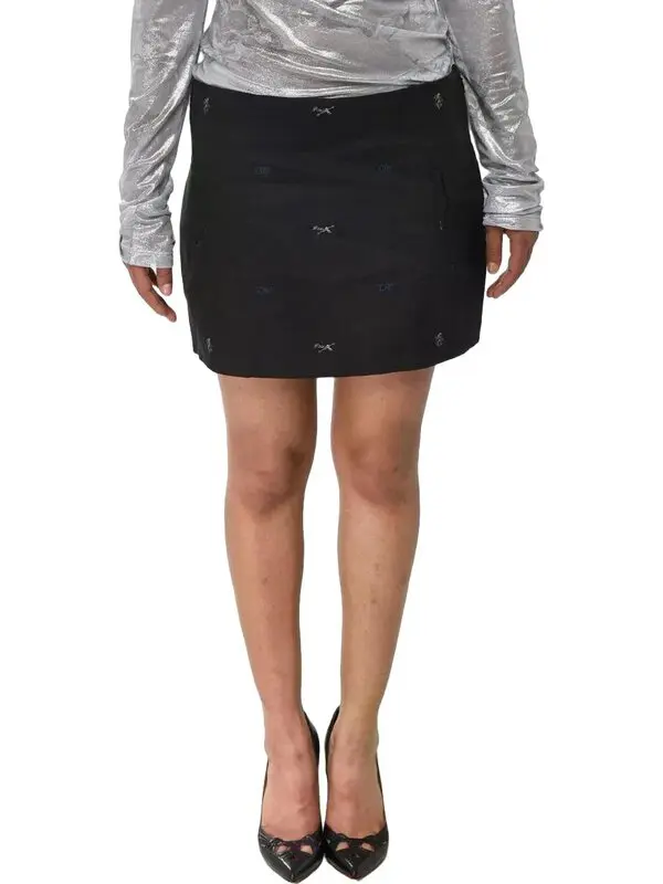 Off-White Wool-blend Jacquard Mini Skirt - Black