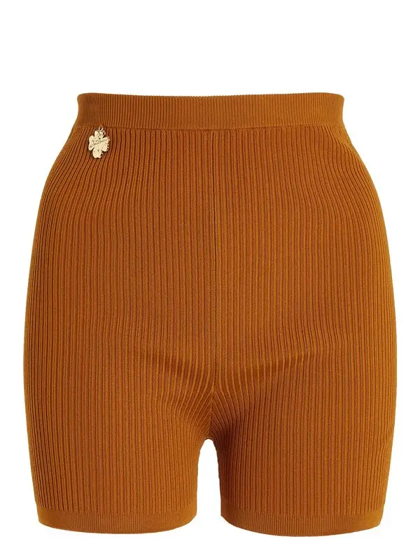 Saint Laurent Ribbed Knit Cycling Shorts - Orange