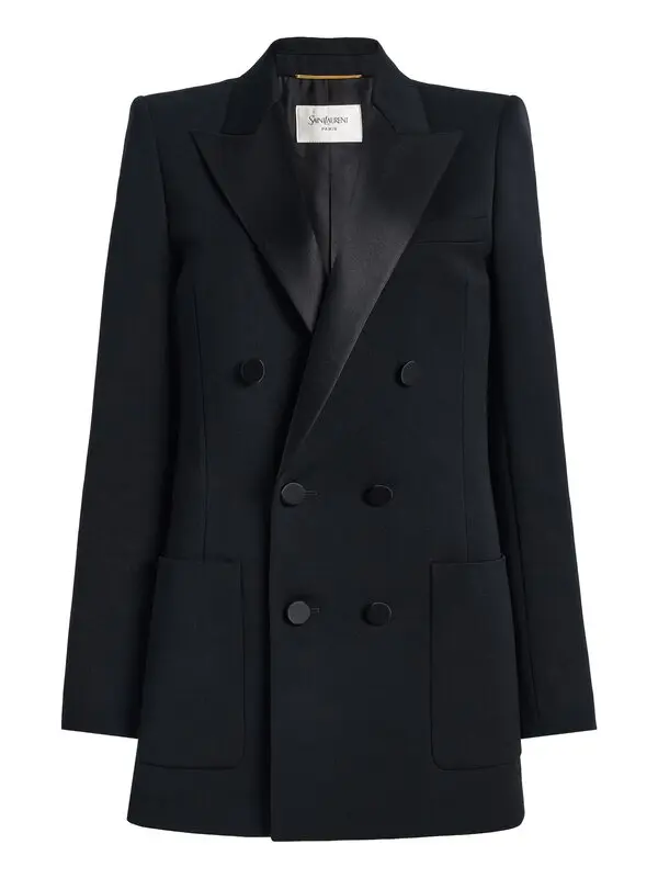 Saint Laurent Double-breasted Wool Jacket - Black