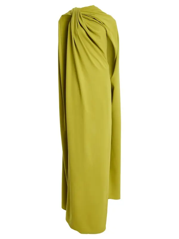 Oscar De La Renta Draped Georgette Caftan Gown - Green