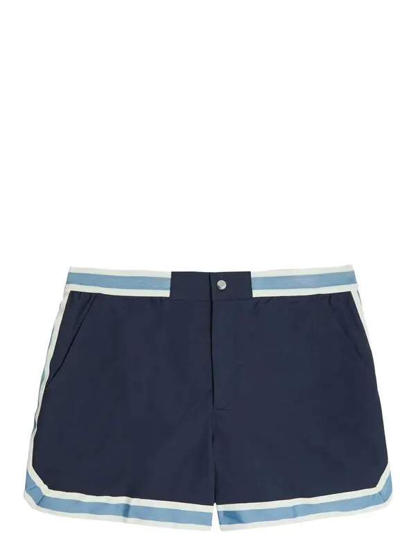 CHE Ché Striped Poplin Swim Shorts - Navy